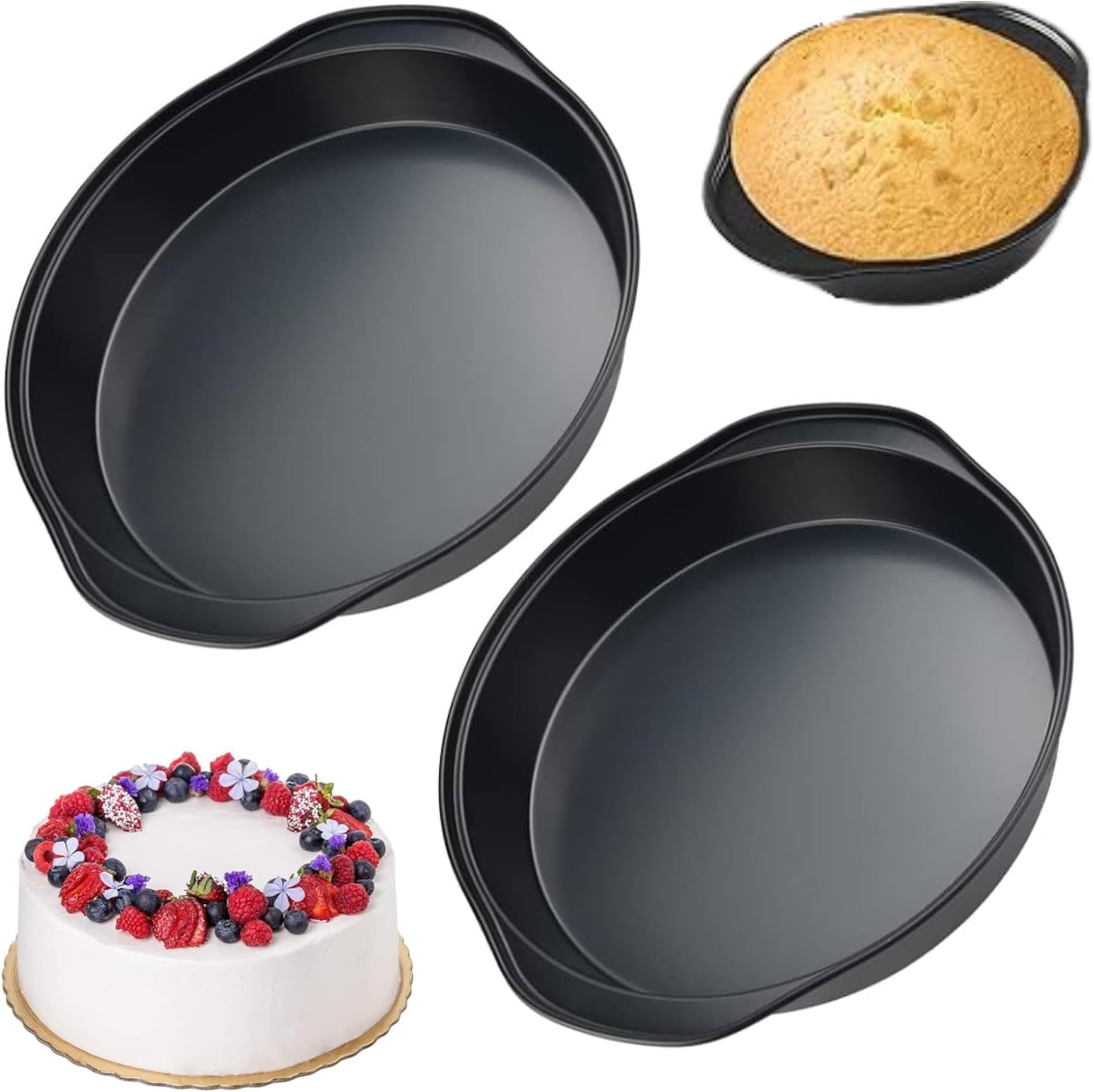 AIBULO 8 Inch Cake Tin Non-Stick Baking Tins for Sponge Cakes ...