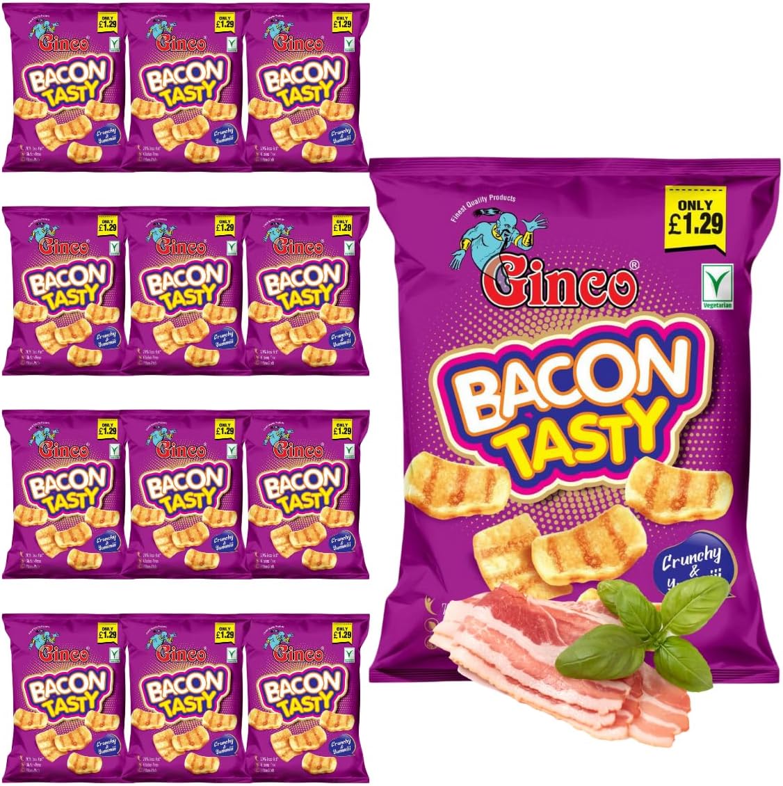 Ginco Bacon Tasty Crisps (12 x 100g) - Crispy Bacon, Bacon Smoked ...