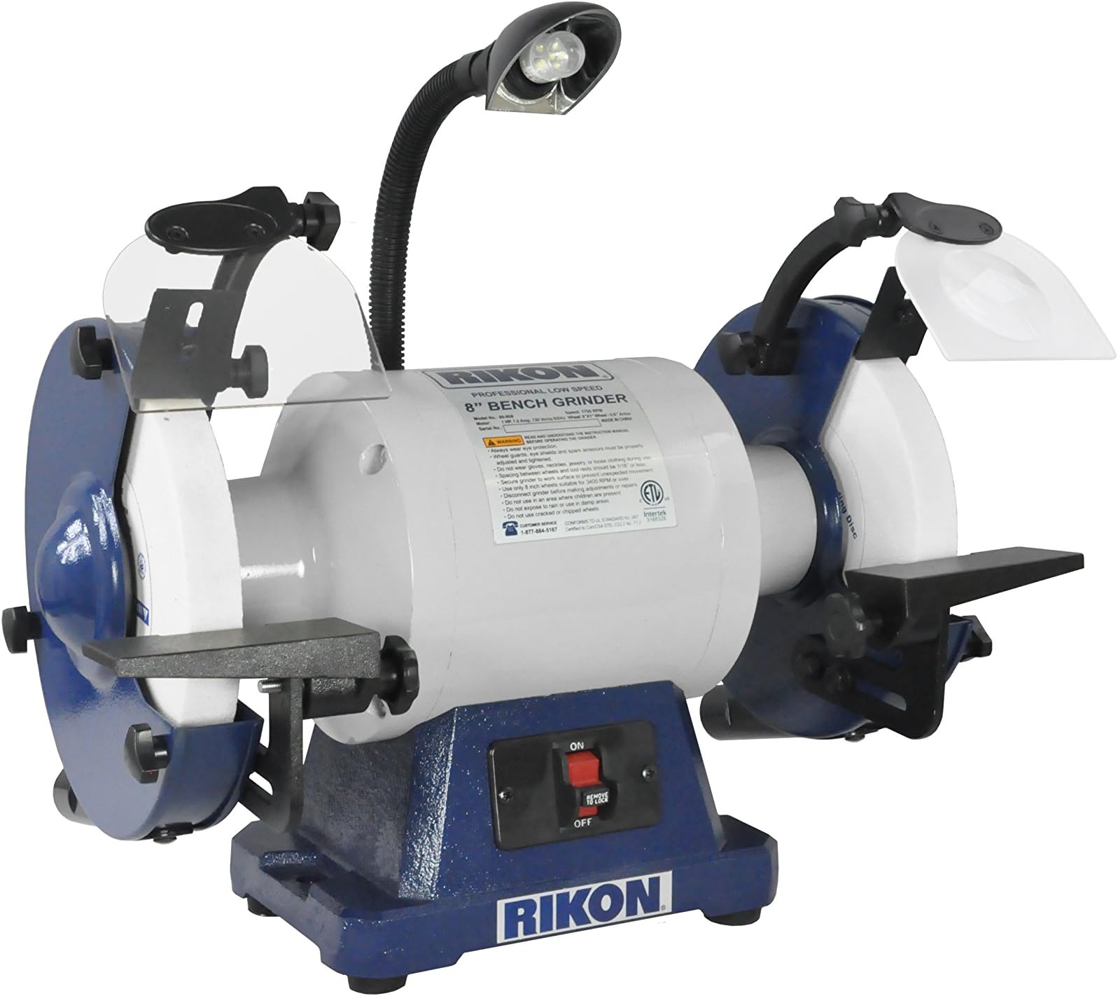 Rikon Power Tools 80-808 8-Inch 1 HP Bench Grinder Low Speed 1725 RPM ...