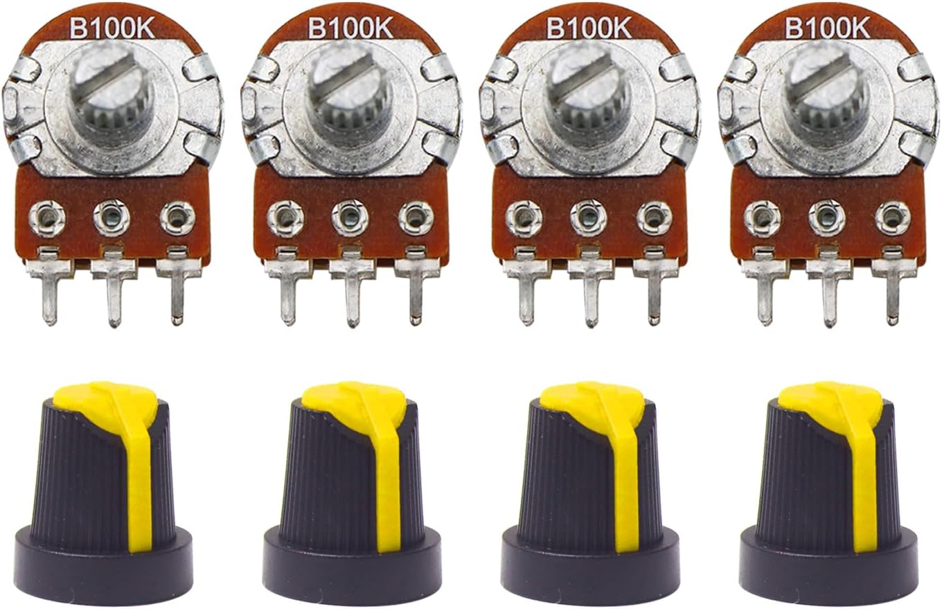 Electronic Spices 100k 6 Pin Round Shaft Dual Gang Rotary Potentiometer ...