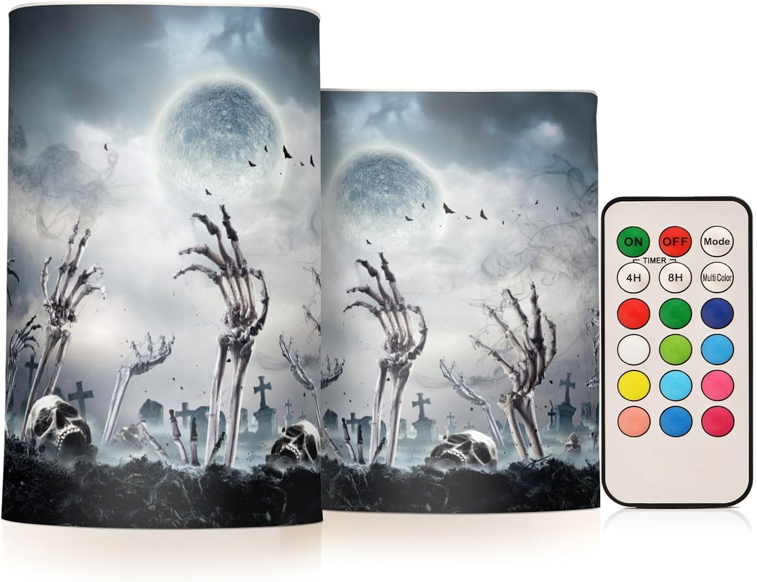 Amazon.com: PBJCKAH Halloween Skull Skeleton Zombie Flameless Candles ...