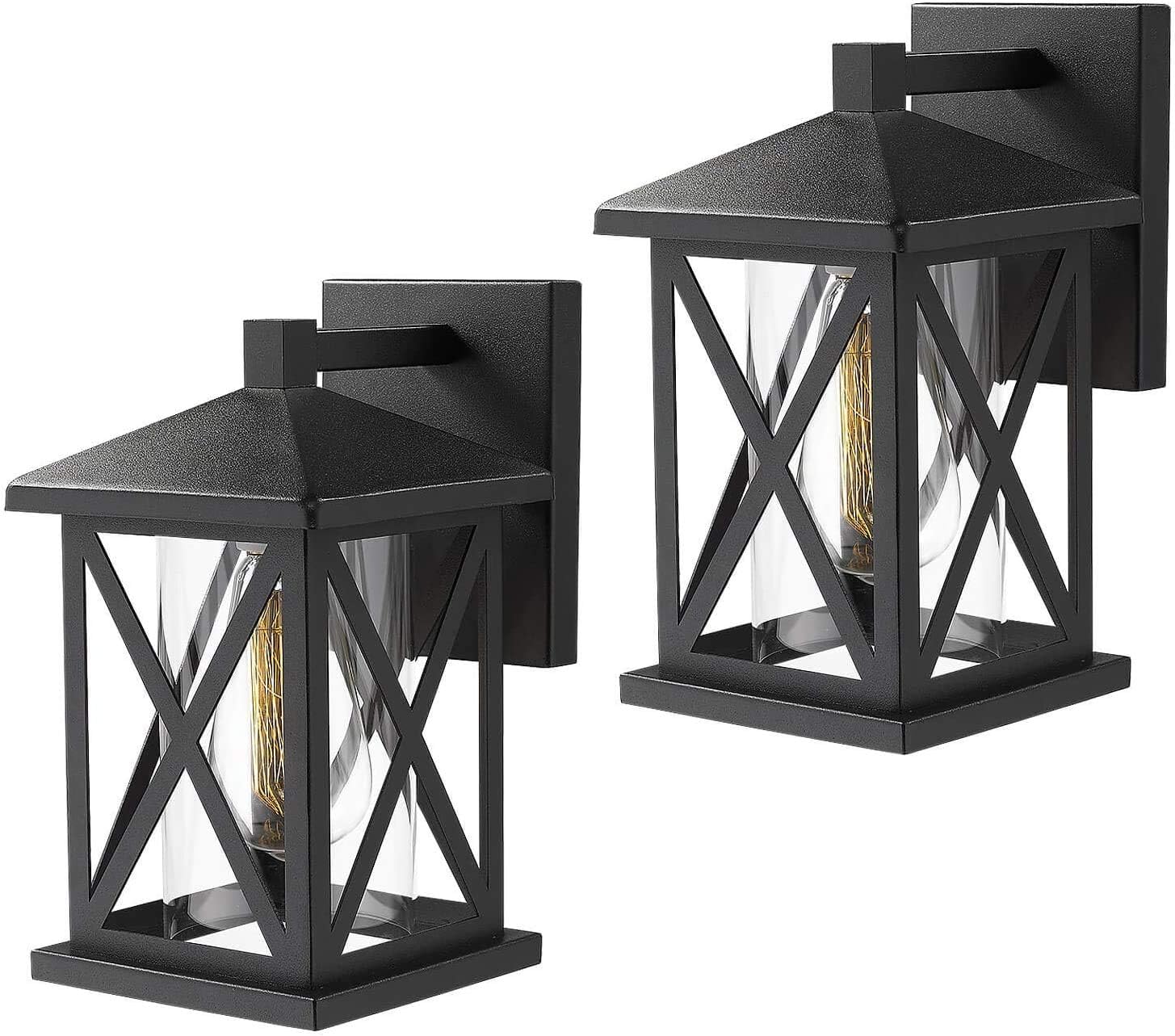 harriet Outdoor Wall Sconces Lantern Light Fixture, 2 Pack Exterior ...