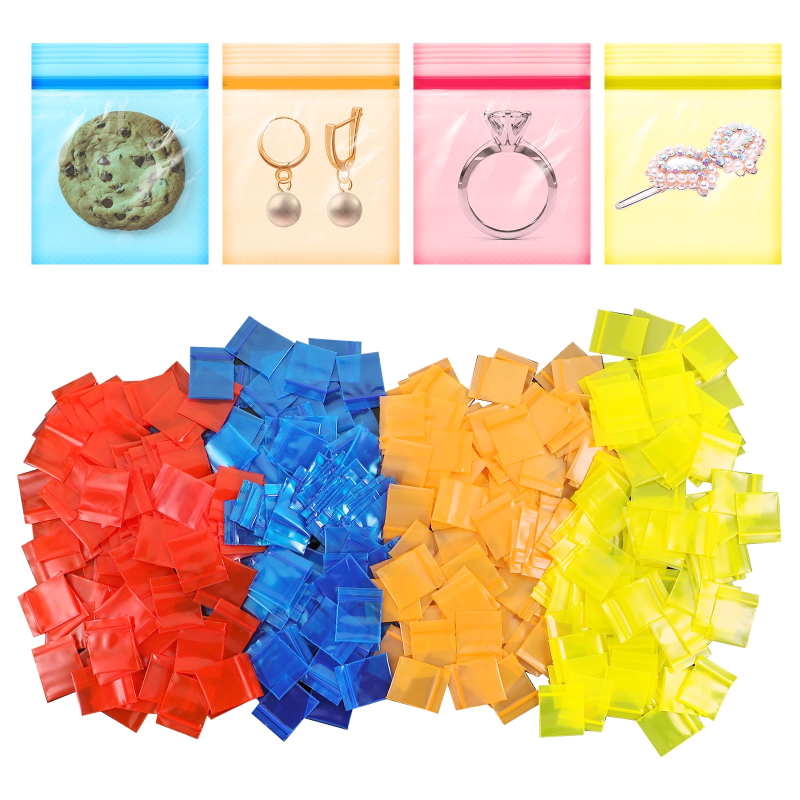Amazon.com: 200pcs 1"x1" 4 Mil Mini Plastic Bags, Colored Transparent ...