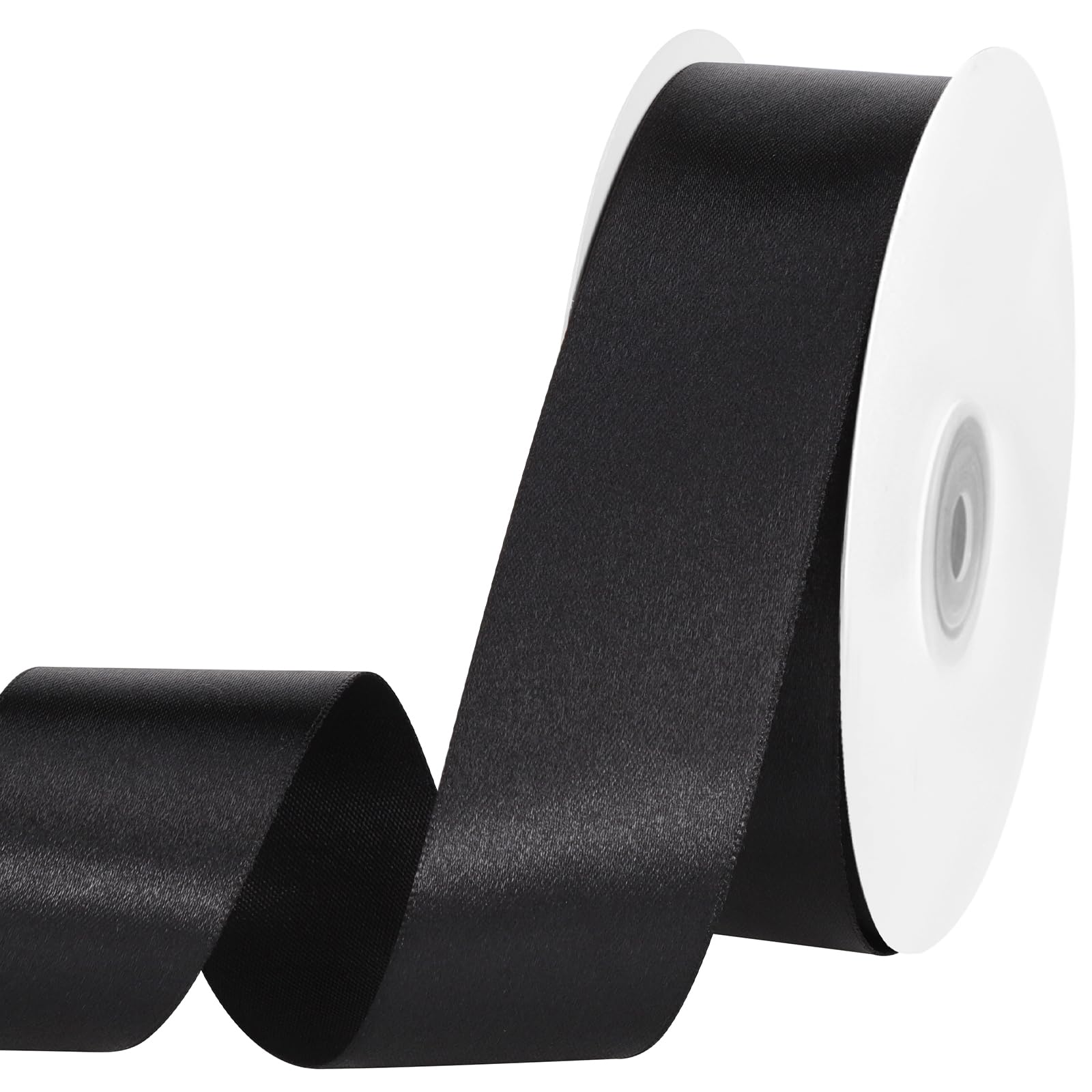 Amazon.com: Black Ribbon 1-1/2 inch 60 Yards Black Satin Ribbon for ...