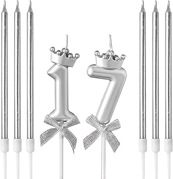Amazon.com: 17th Birthday Candles, Number Candle for Cake Birthday ...