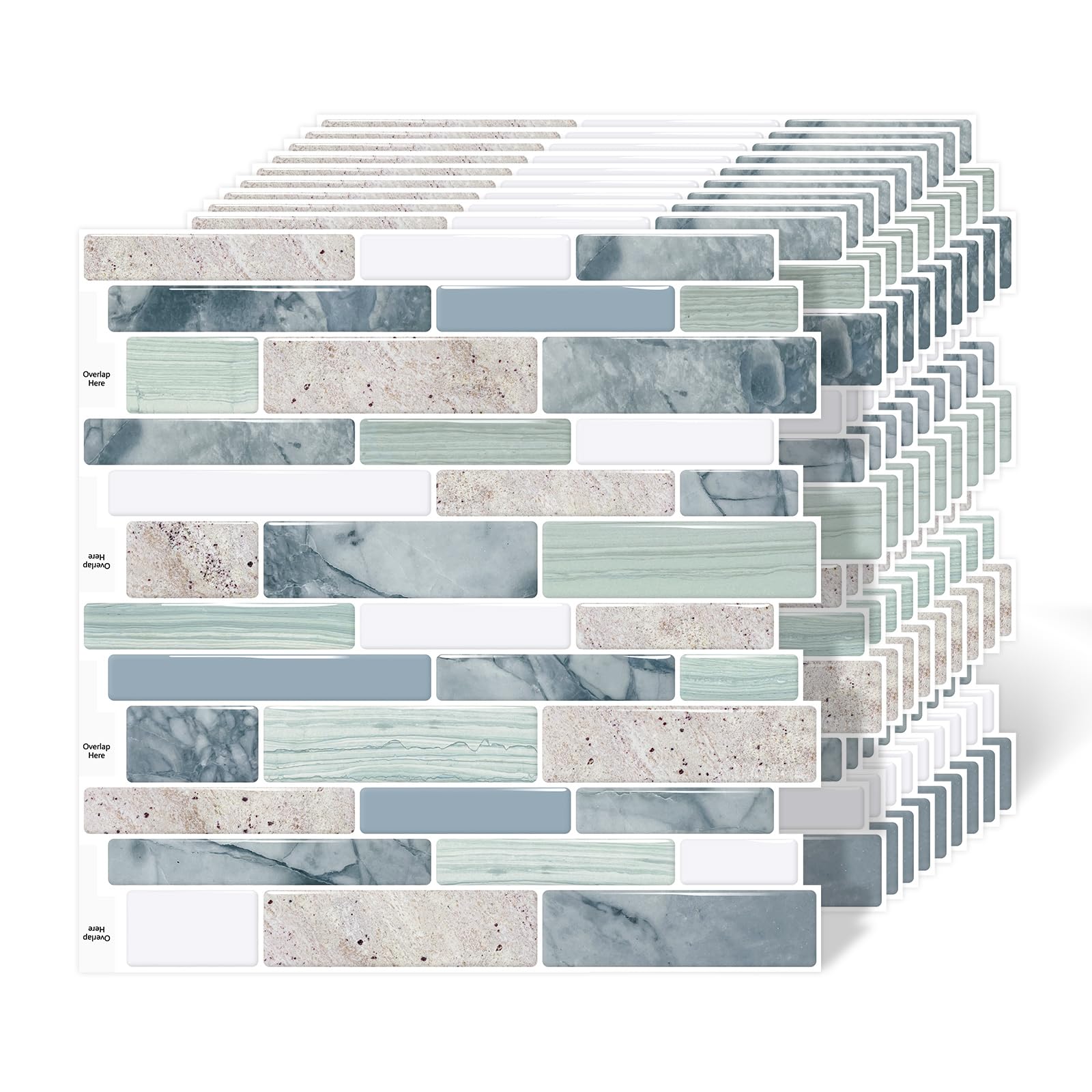 MOONFUN 10 Sheet Peel and Stick Backsplash Tiles, 12 X 12 Inch Sage ...