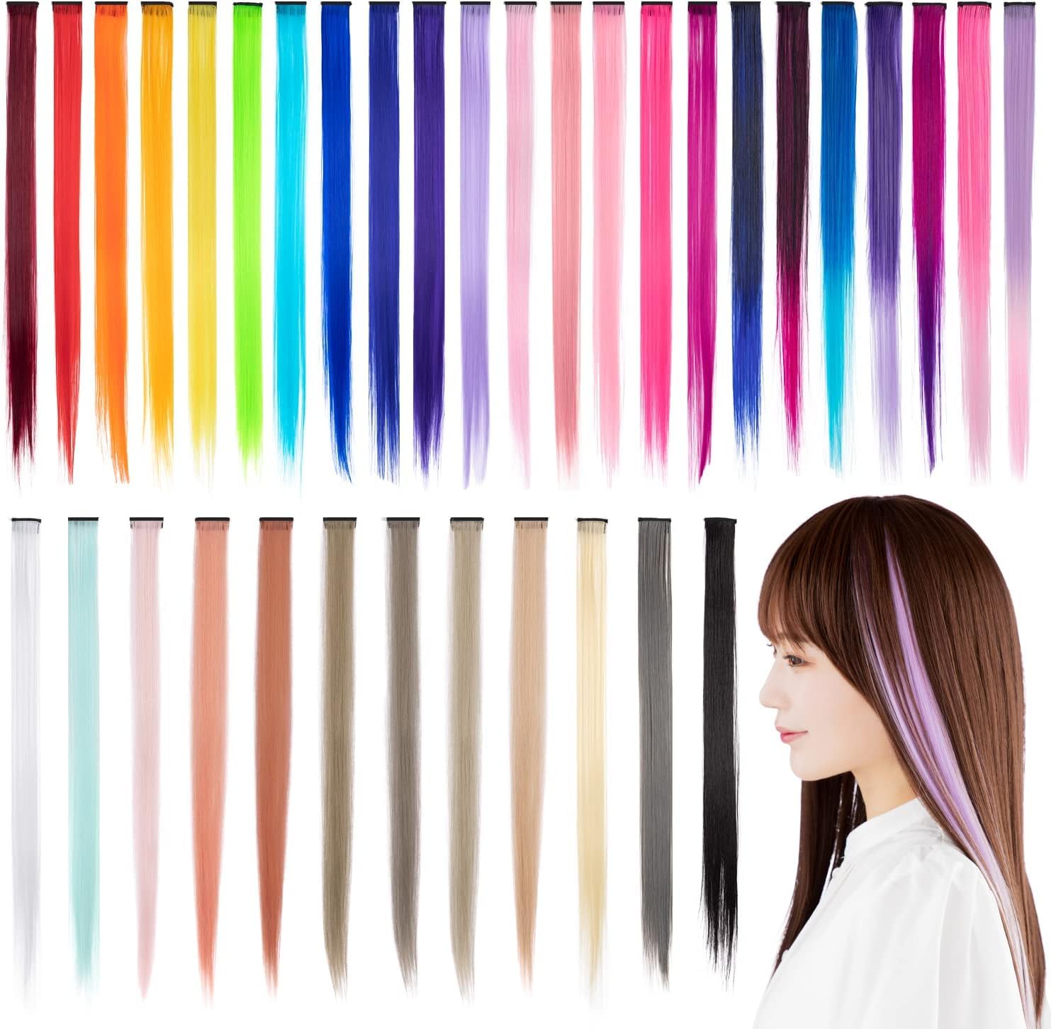 Amazon.com : CLASSE 10Pcs Clip in colored hair extensions, 22inches ...