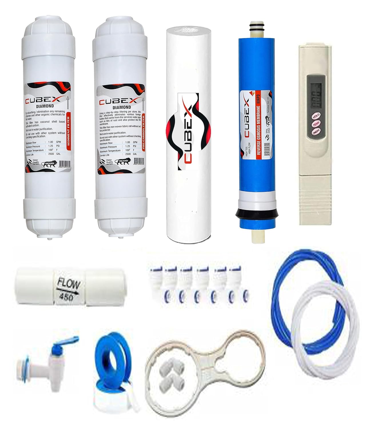 Buy Cubex® RO Service Filter Kit of Membrane,TDS,PP & Filter for All ...