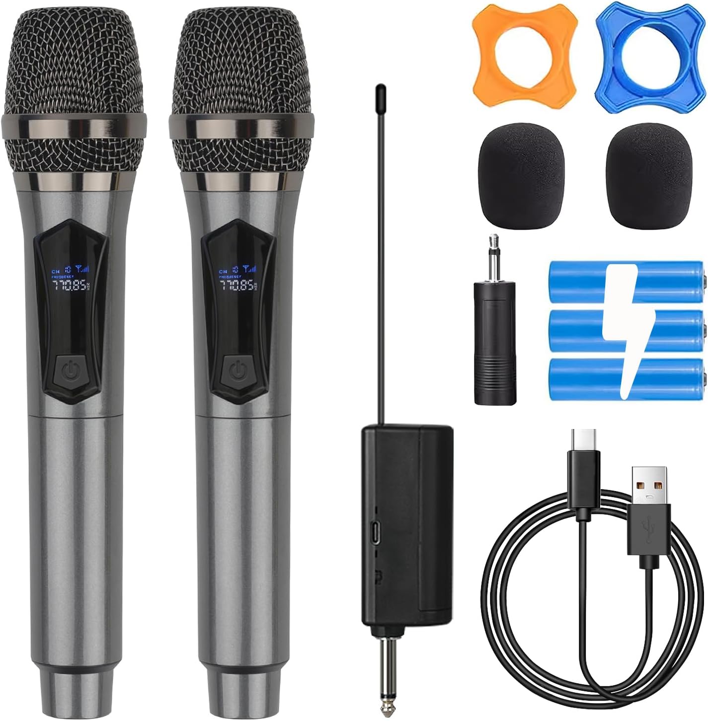 RENDIN Micrófono Inalámbrico Recargable, Sistema de Micrófonos ...