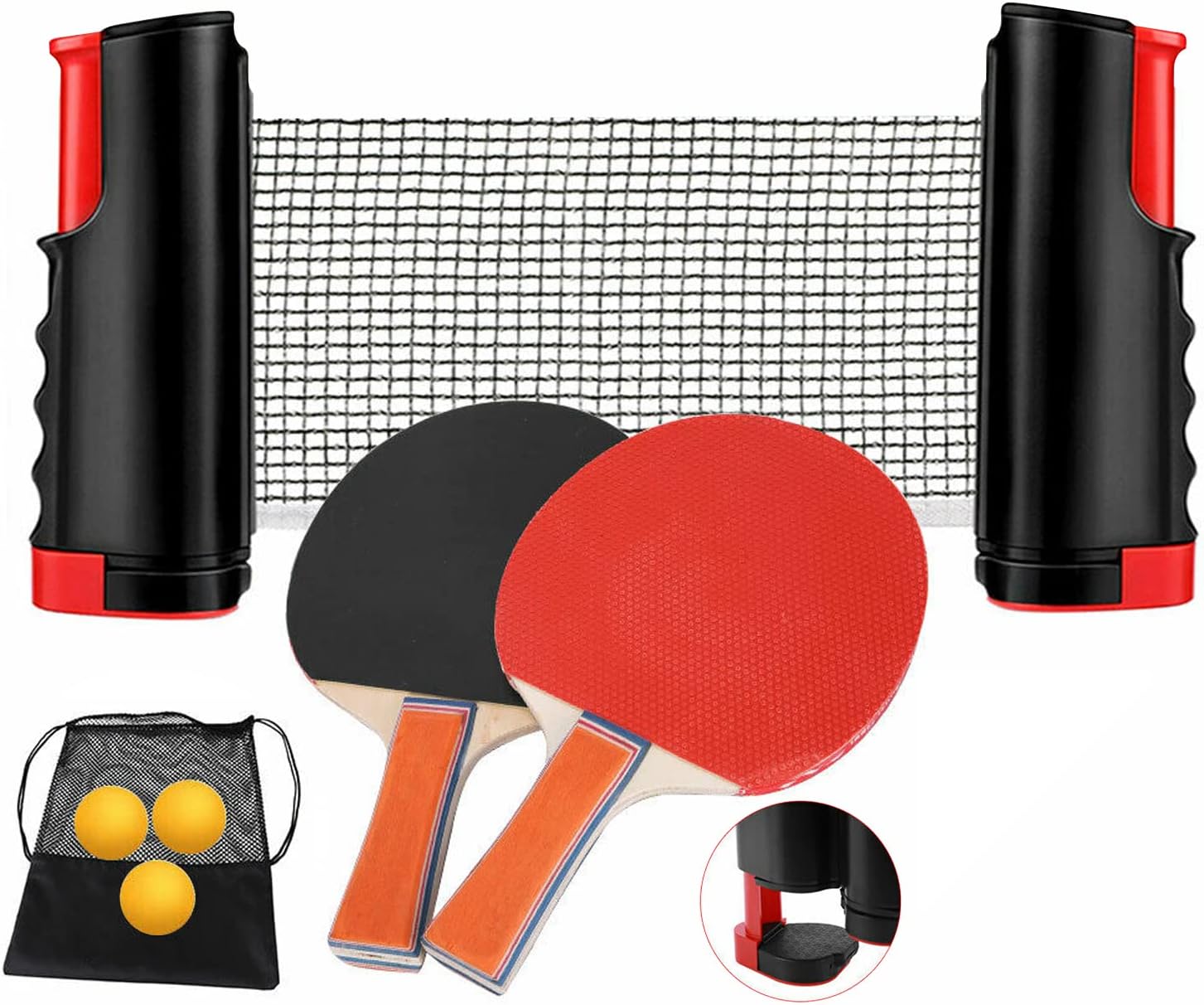 Table Tennis Kit with Net Ping Pong Set Included Table Tennis Net Rack ...