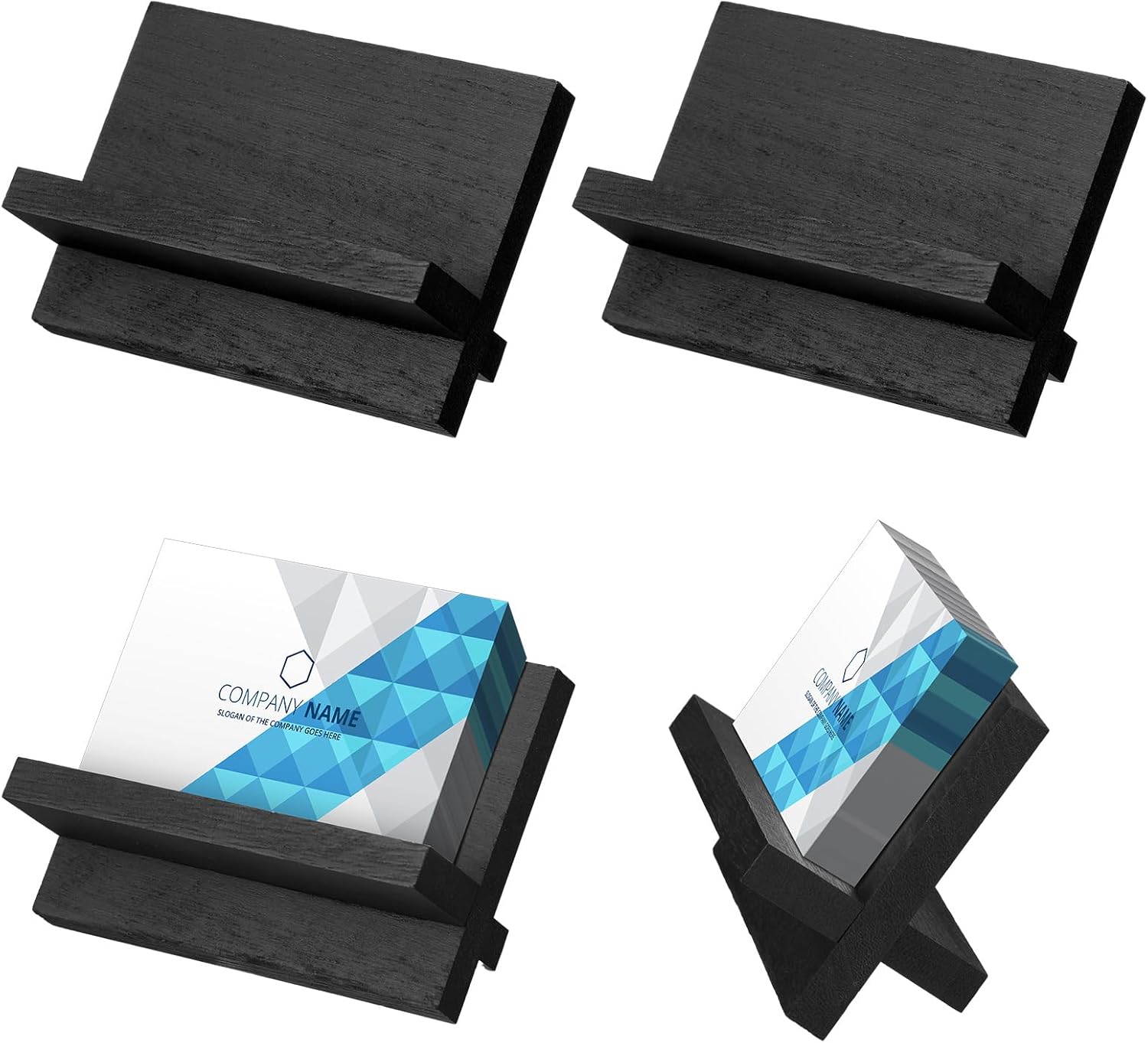 Teling 4 Pcs Wood Business Card Holder for Desk Wooden Business Card ...