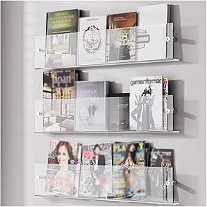 Amazon.com: Display Rack Magazine Rack 3 Tier Acrylic Wall Magazine ...