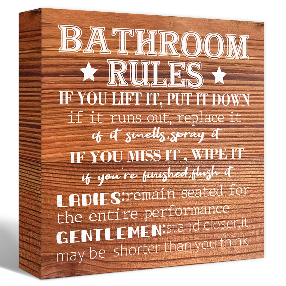 Amazon.com: Farmhouse Bathroom Wood Sign Bathroom Rules Wood Block Sign ...