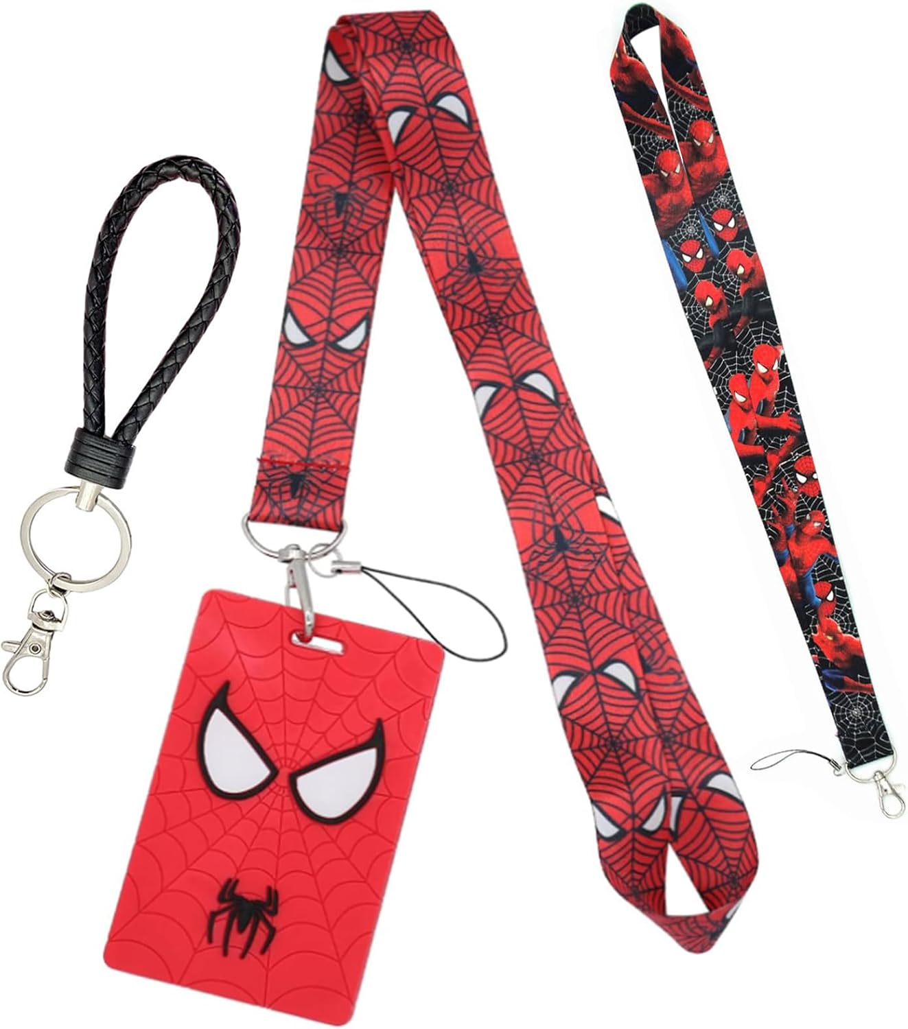 Amazon.com : Spiderman Keychain with Spiderman Lanyard, Superhero ID ...