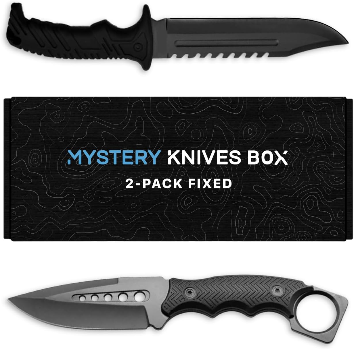 Amazon.com : Mystery Knives Fixed Blades Box (2 Pack) Tactical Sharp ...