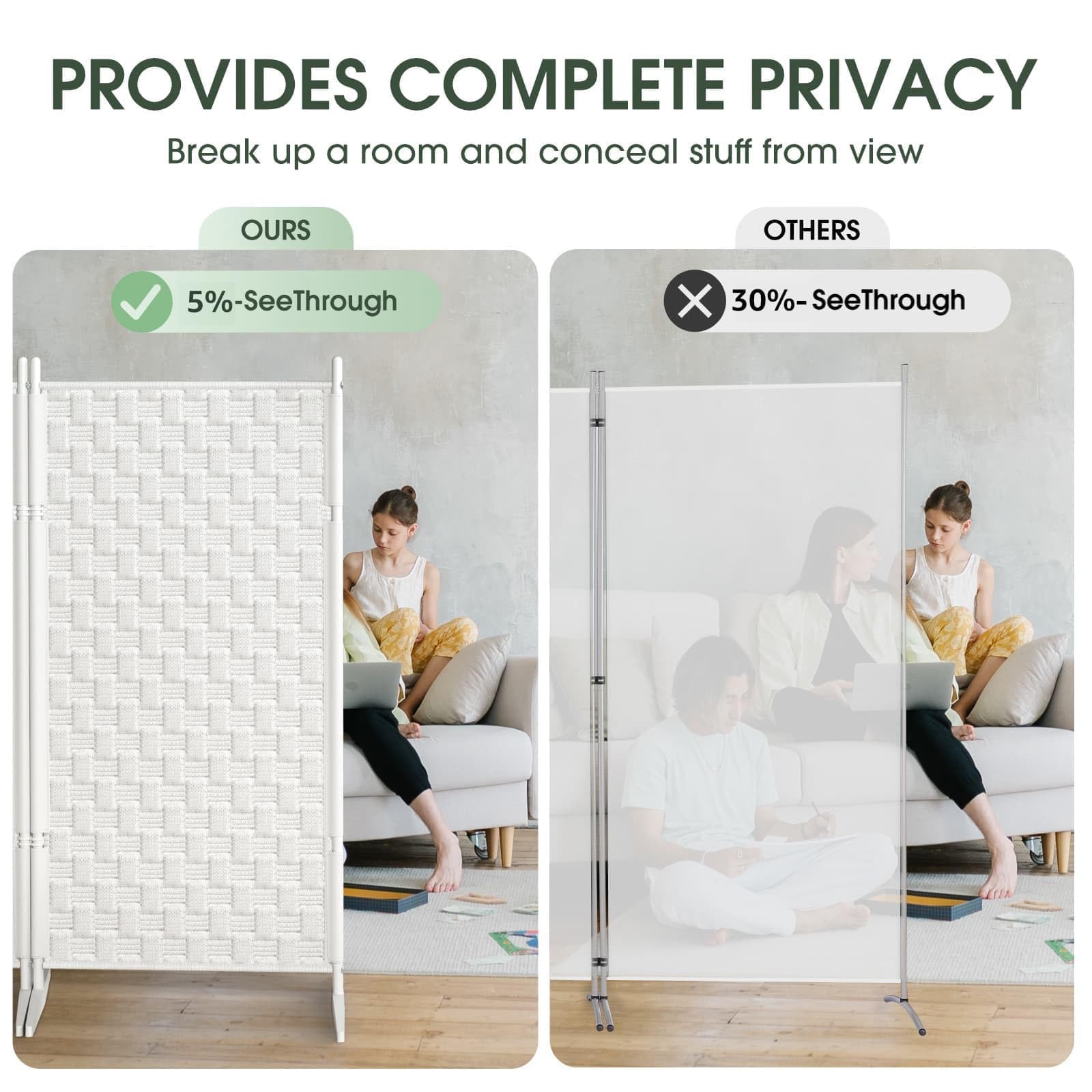 Snapklik.com : 2 Panel Room Divider For Room Separation - White Wall ...