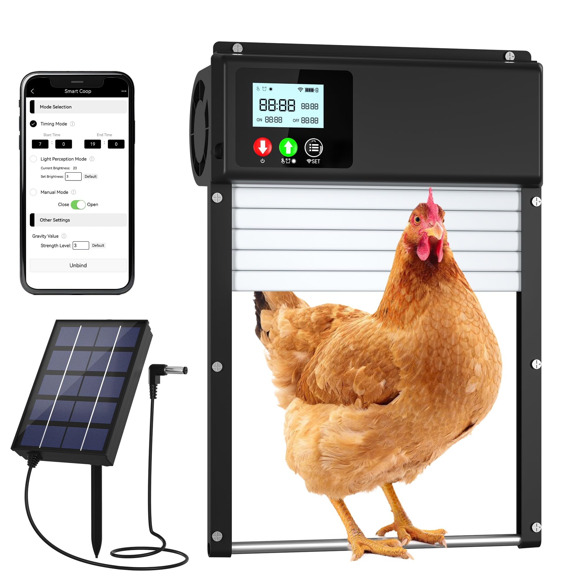 Chicken Coop Screen WiFi Remote Control Automatic Chicken Coop Door,