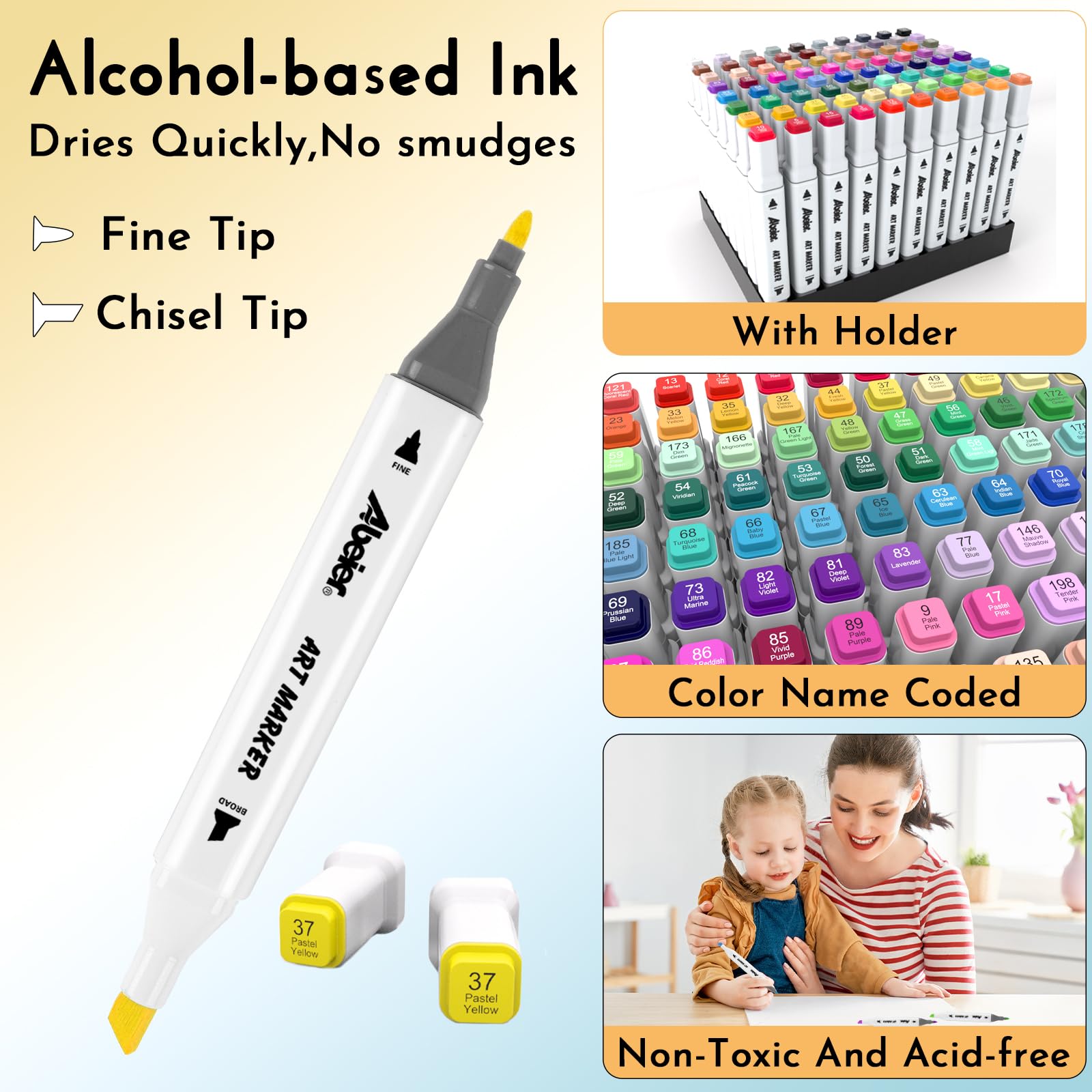 Snapklik.com : Alcohol Markers, 100 Colors Dual Tip - Chisel& Fine ...