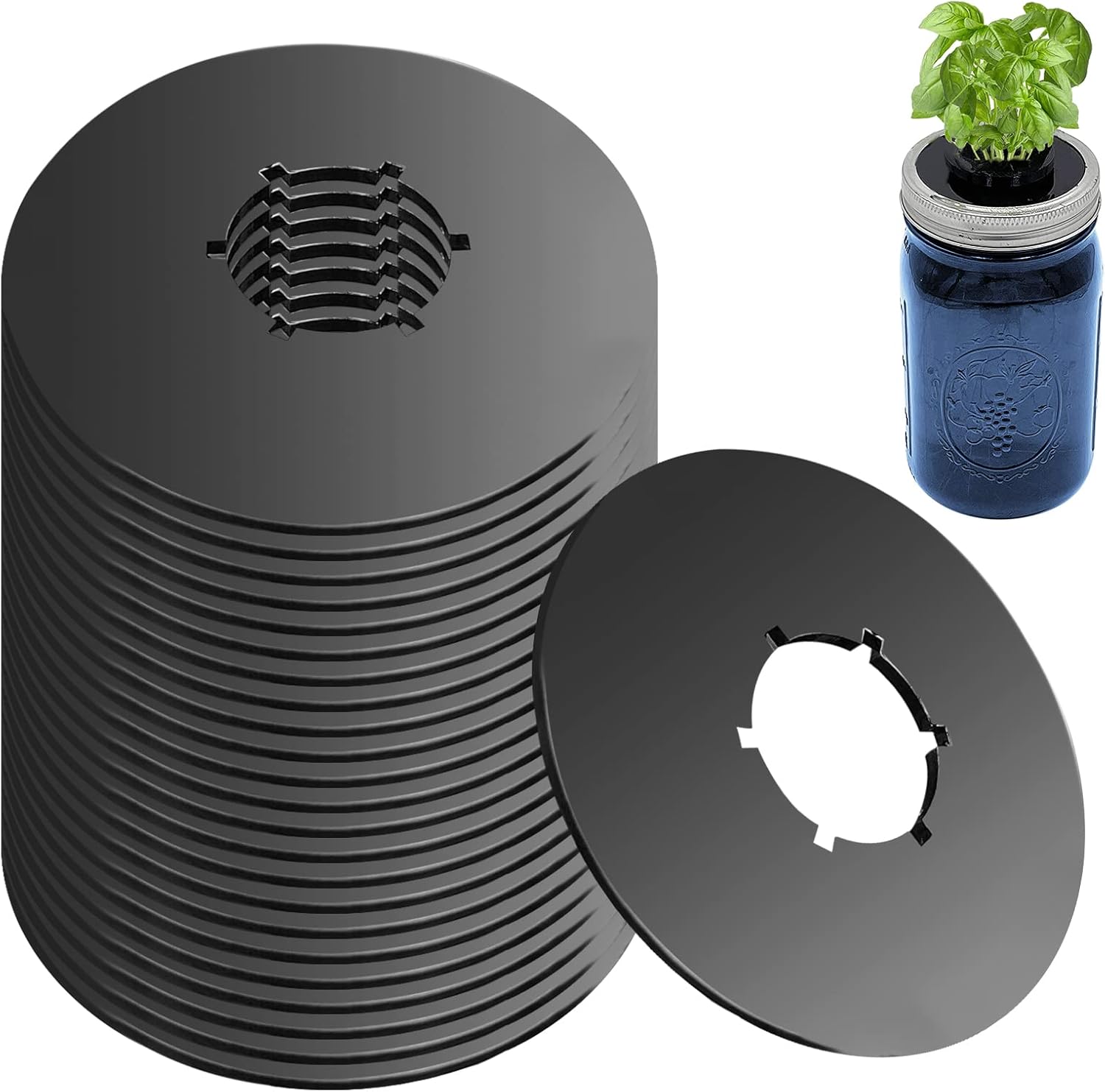 24PCS Kratky Lids Wide Mouth Hydroponic Cover Lids Kratky Mason Jar ...