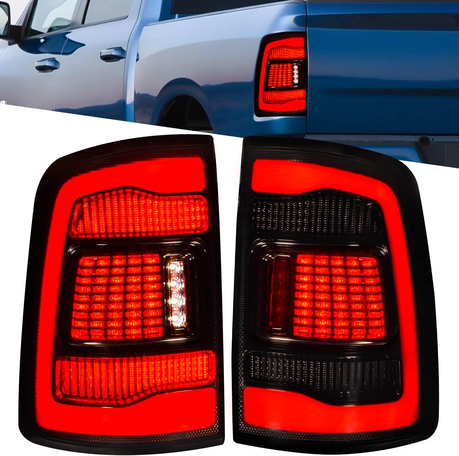 Amazon.com: Kingory Full LED Tail Light For Dodge 2009-2018 Ram 1500 ...
