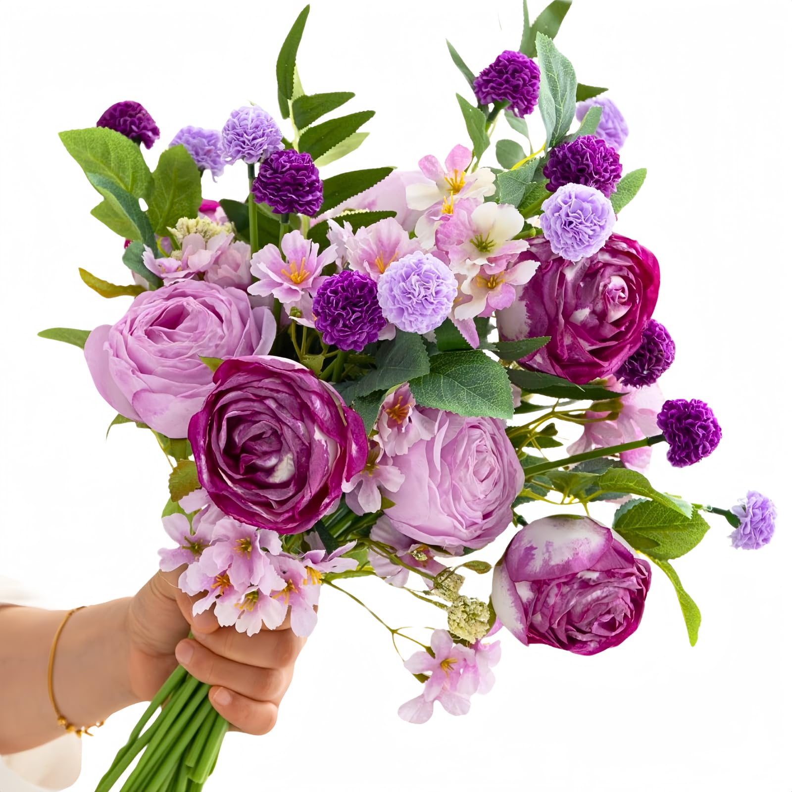 Amazon.com: ASTRYAS Roses Artificial Flowers Purple Fake Silk Roses ...
