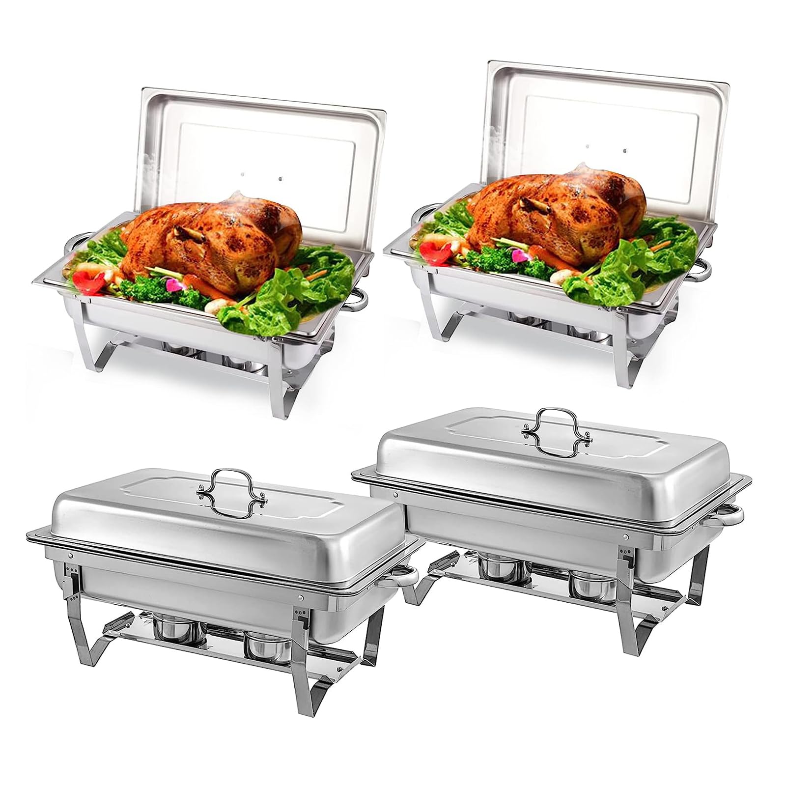 PRIJESSE 4 Pack 8QT Chafing Dish, High Grade Stainless Steel Commercial ...