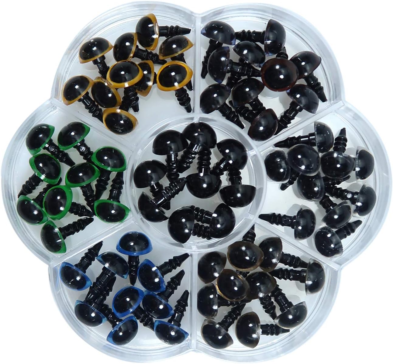 TOAOB 200 pcs Black Needle Felting Eyes 3 mm to 8 mm Plastic Doll Eyes ...