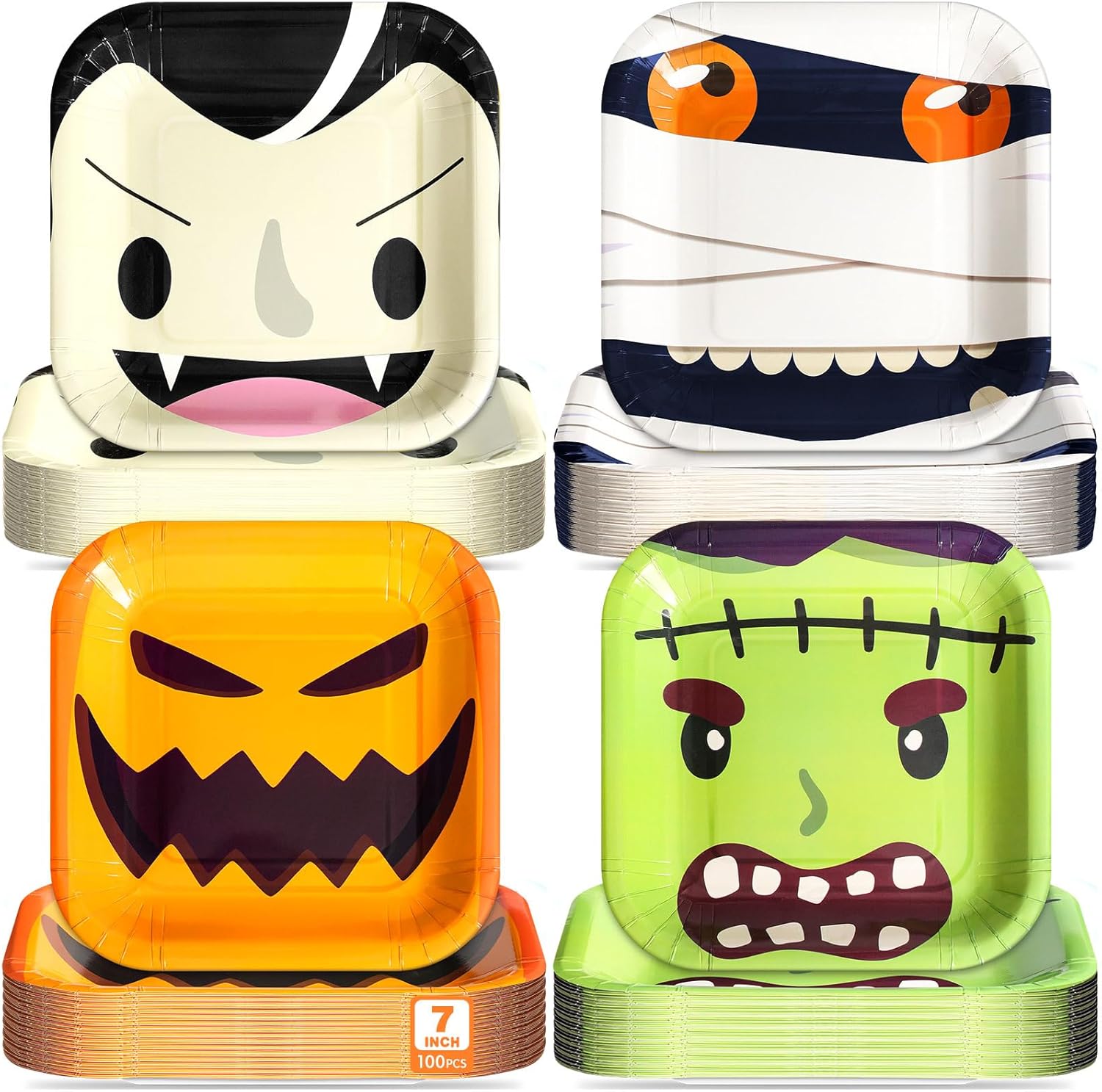 Amazon.com: Havawish 100 Pcs 7 Inch Halloween Paper Plates Disposable 4 ...