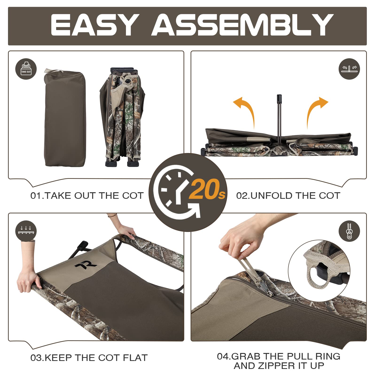 Snapklik.com : TR Camping Cots Foldable For Adults,20 Second Set Up ...