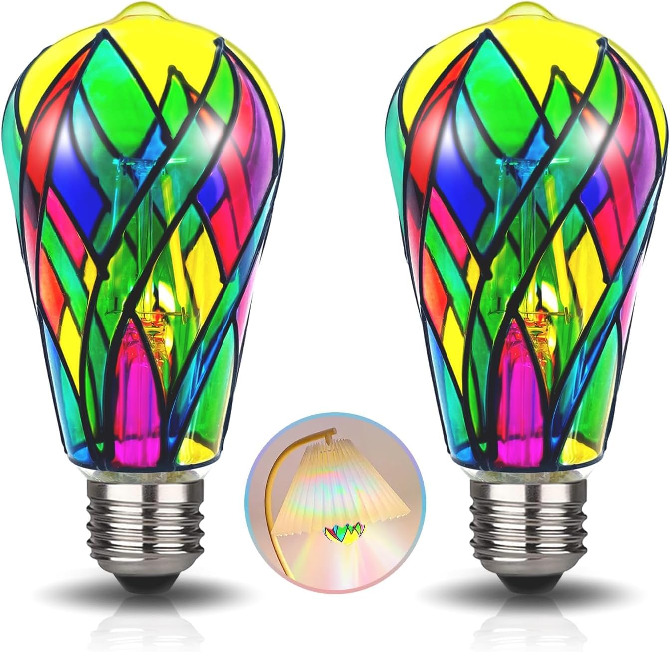 Amazon.com: Aygrochy LED Stained Glass Light Bulb LED Bulbs,4W E26 Base ...