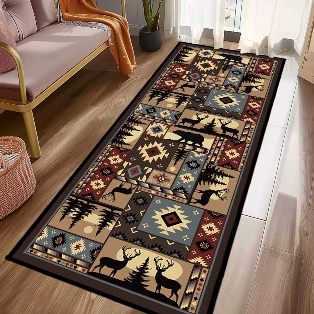 Amazon.com: Rustic Cabin Wildlife Long Runner Rug 2x6 Throw Rug,Buffalo ...