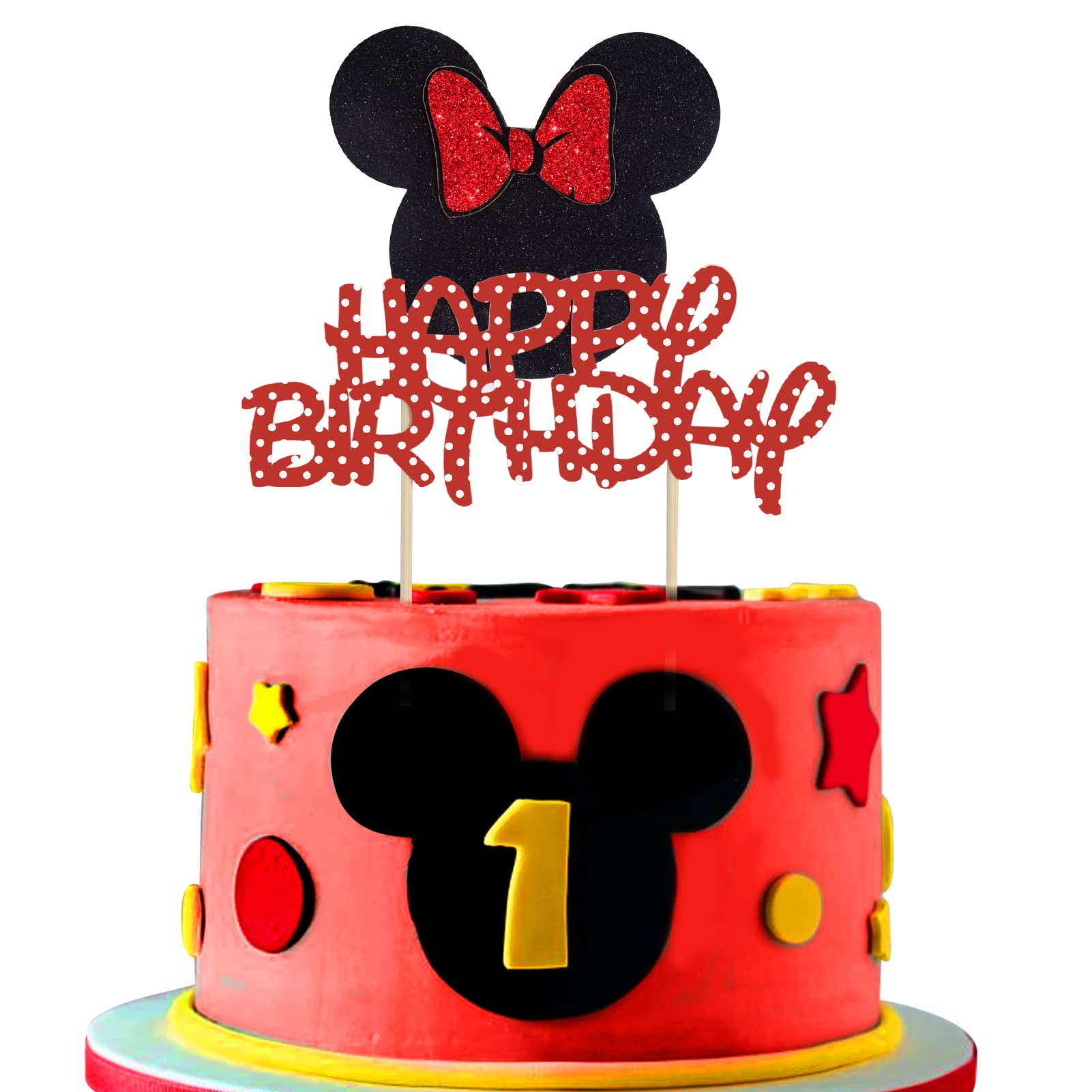 Buy BUSOHA Minnie Cake Topper, Happy Birthday Cake Topper, Minnie Mouse ...