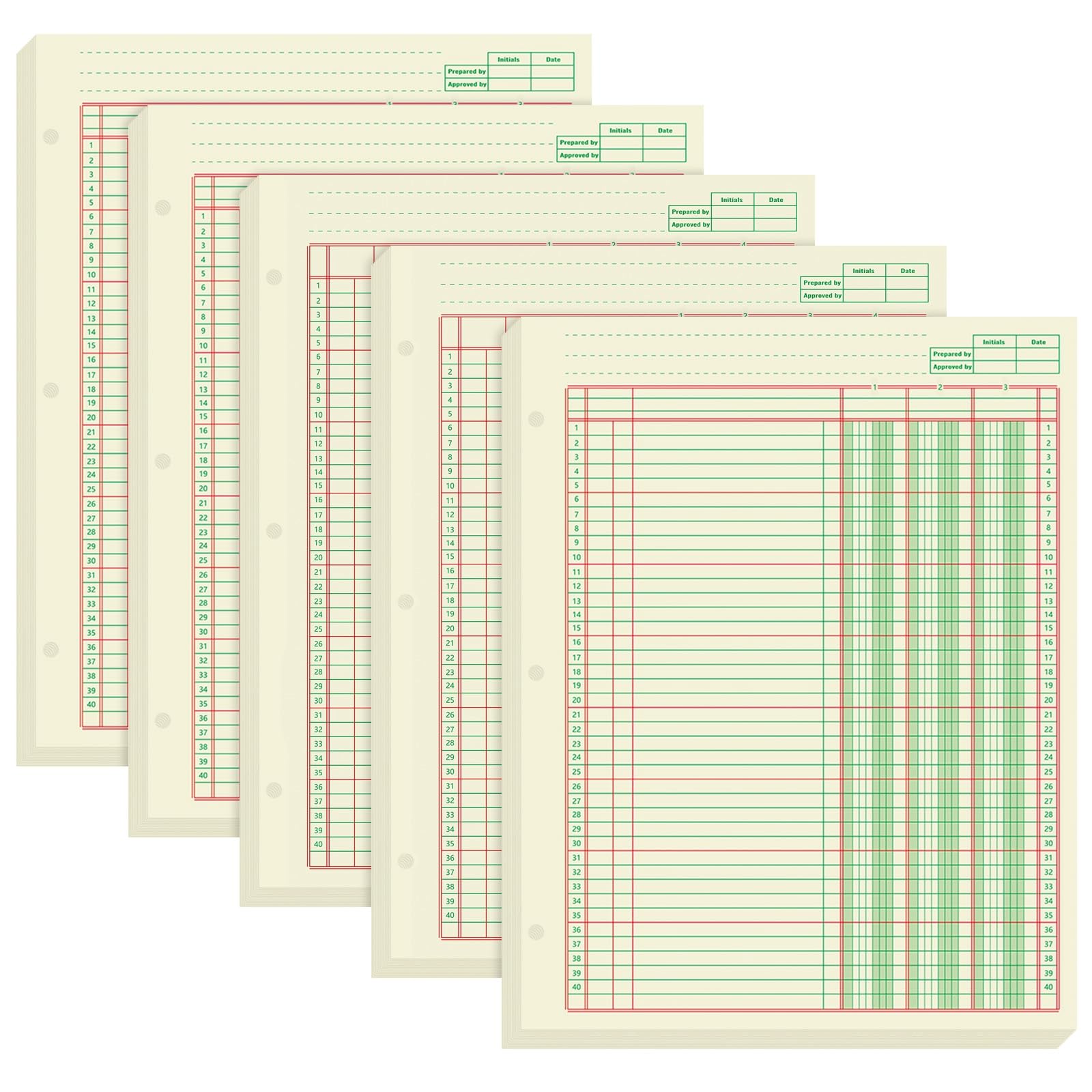 Amazon.com : Fulmoon 5 Pack 250 Sheets Ledger Paper Accounting Columnar ...