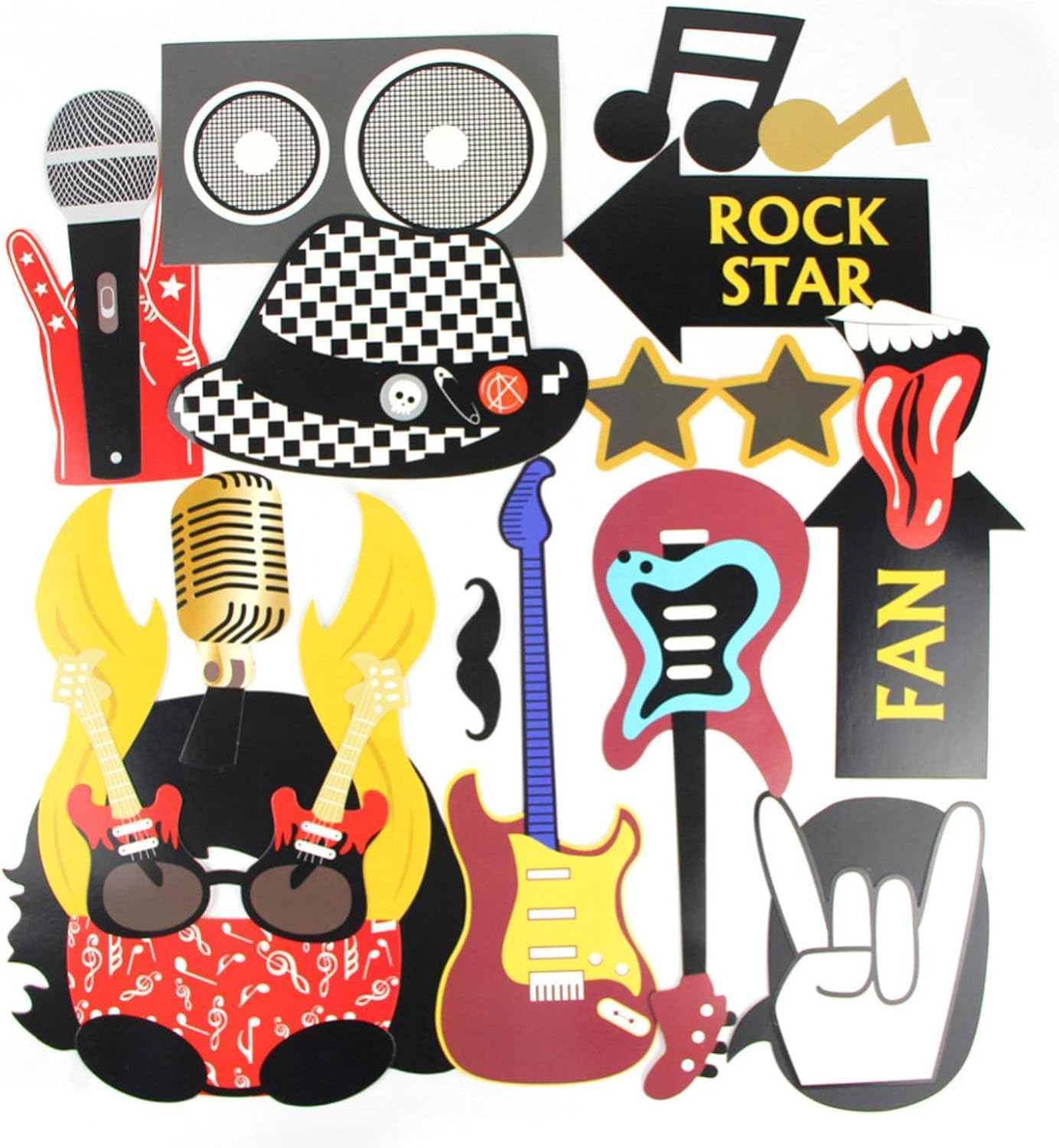 Party Decorations Pack of 18 Rock Photo Booth Props Star Party ...