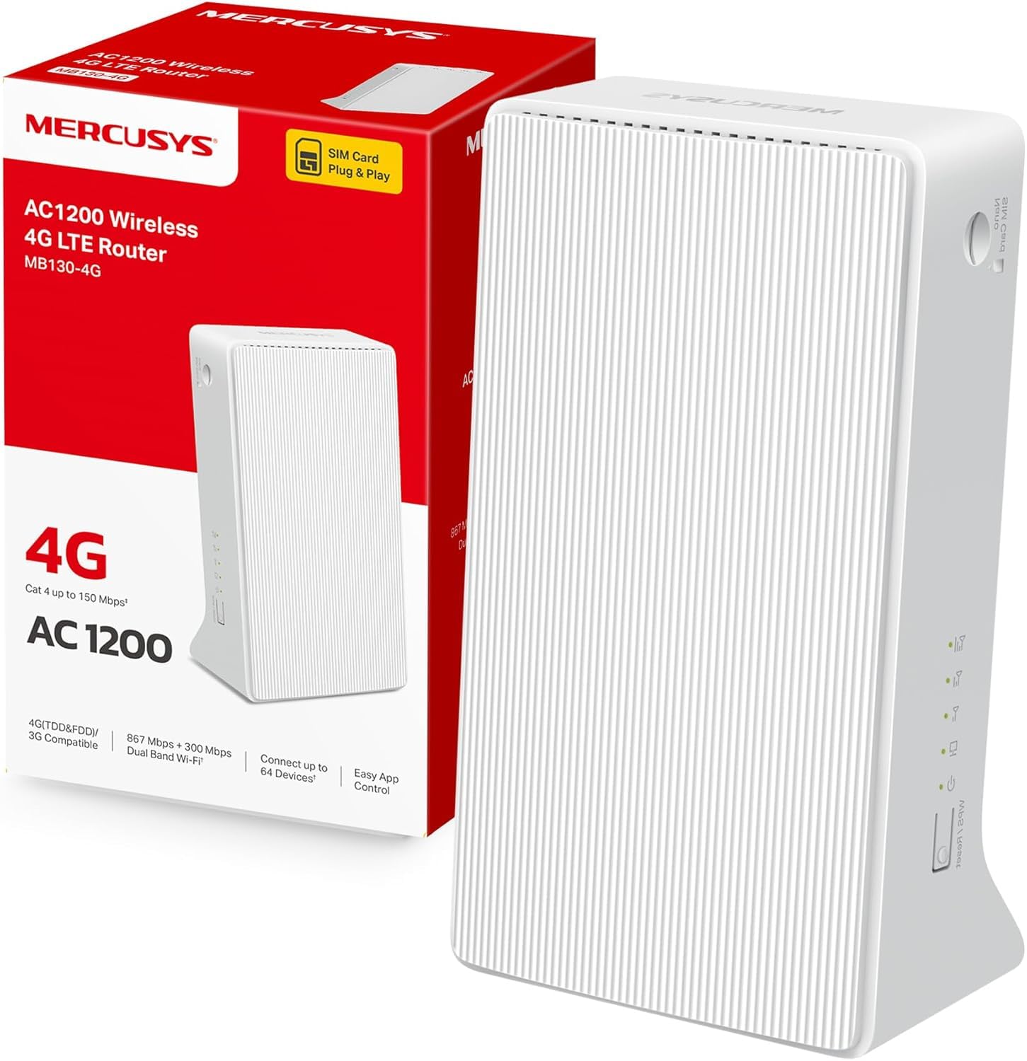 MERCUSYS MB130-4G TP-Link Routeur 4G WiFi AC1200Mbps, Box 4G SIM, Bi-Bande, 4G CAT4 ...