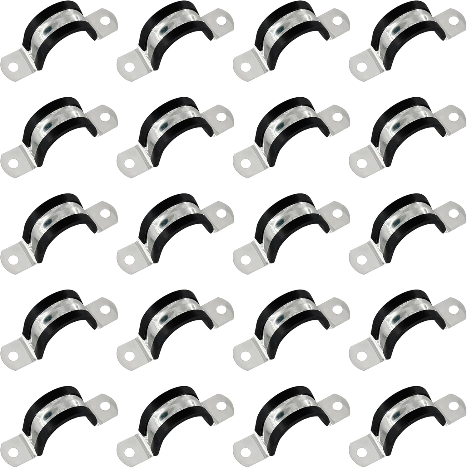 20 PCS Rubber Cushioned U Shaped Pipe Clamps,Stainless Steel Rubber ...