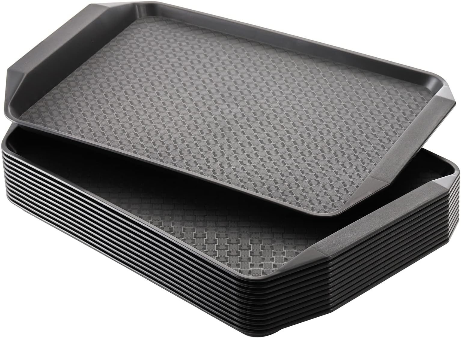 Cedilis 12 Pack Black Plastic Fast Food Trays for Eating, 43 x 30 cm ...