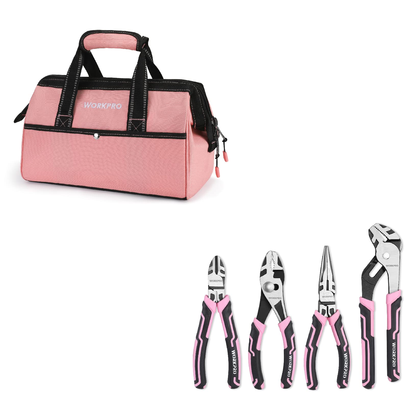 WORKPRO 13-Inch Pink Tool Bag and 4-Piece Pink Pliers Set - Amazon.com