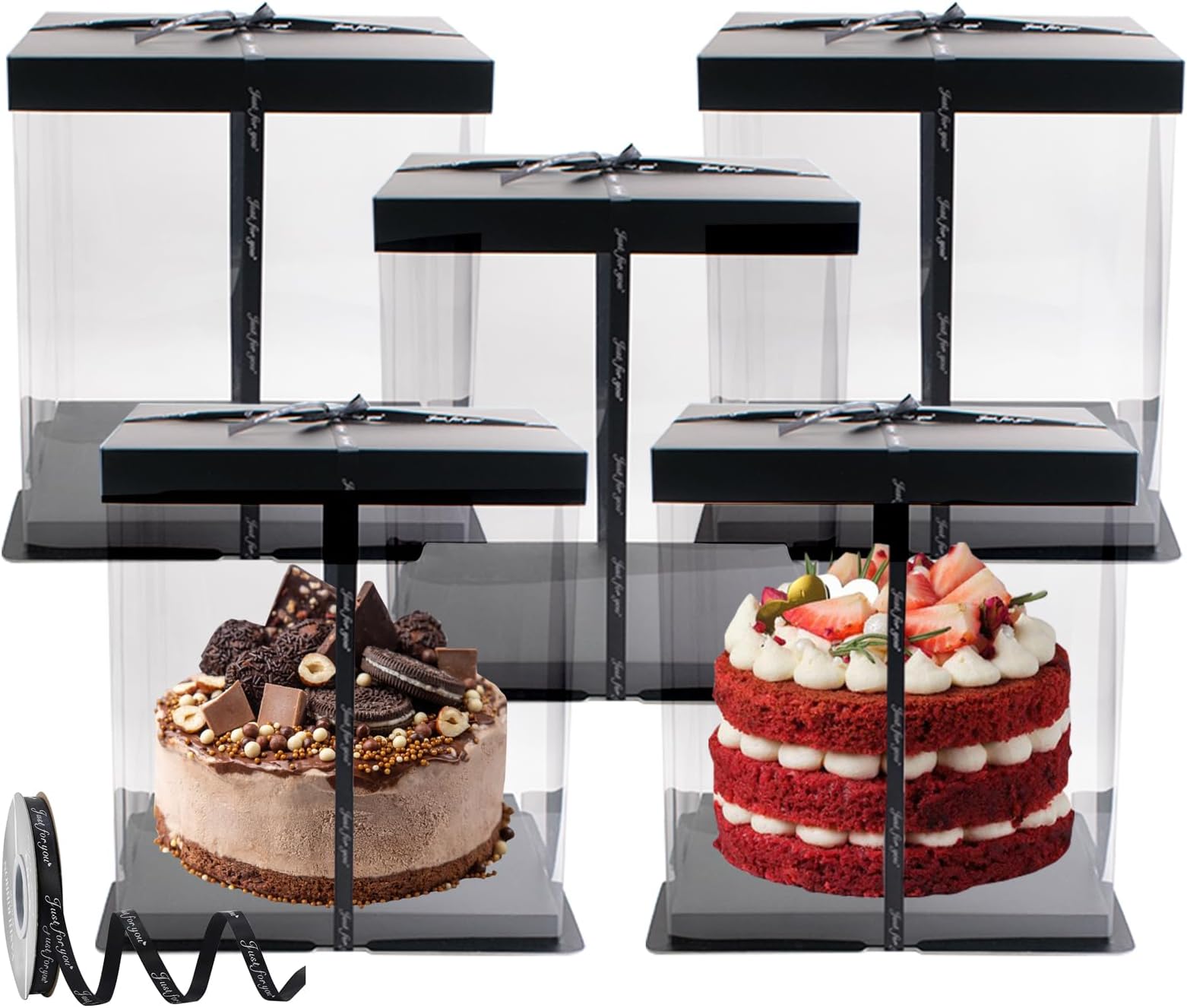 Amazon.com: QoTang 5 PCS Tall Cake Boxes 8×8×9 Inches, Clear Cake Box ...