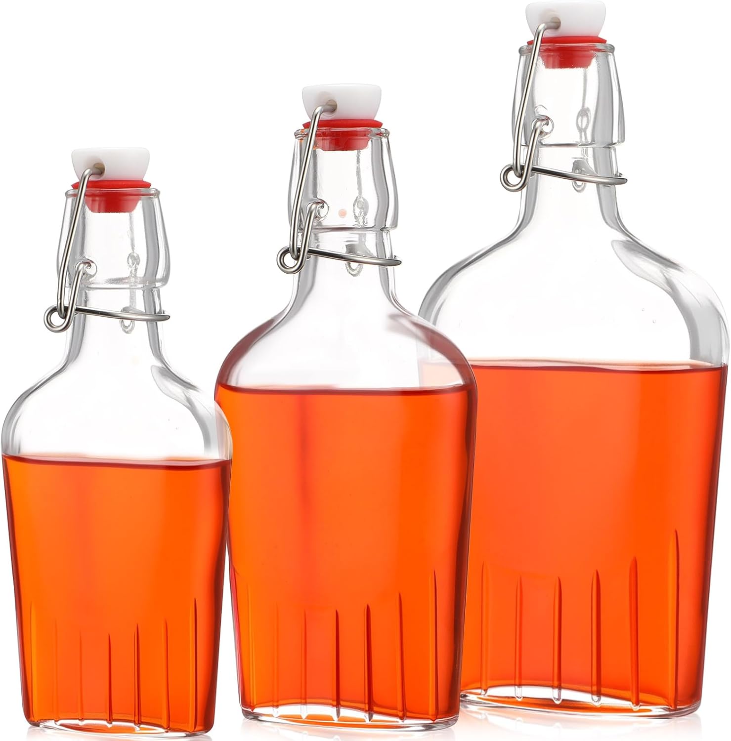 Amazon.com: Baderke 3 Pcs Glass Flask for Liquor 5oz 8.5oz 12.5oz Swing ...
