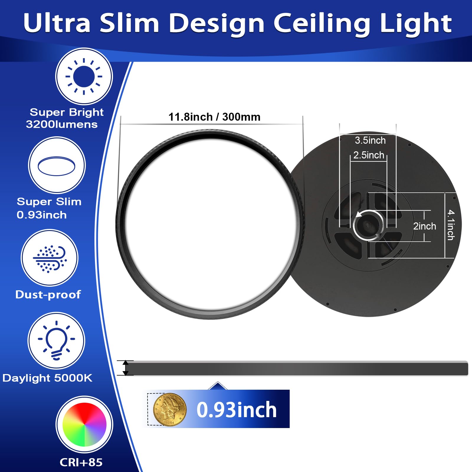 Snapklik.com : 12Pack 28W 3200lm LED Flush Mount Ceiling Light, Super ...