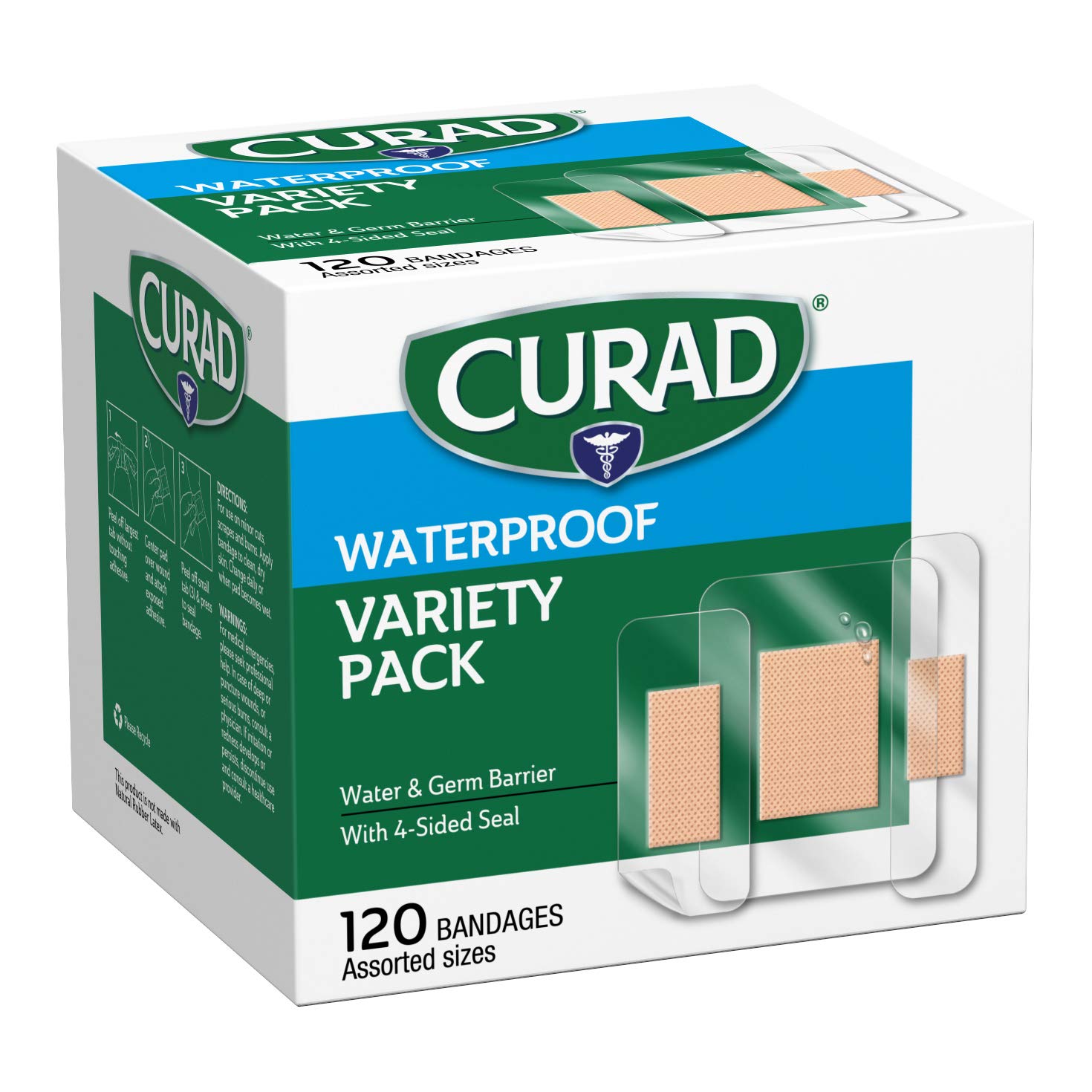 Amazon.com: CURAD Waterproof Bandage Variety Pack, 3 Styles Included ...
