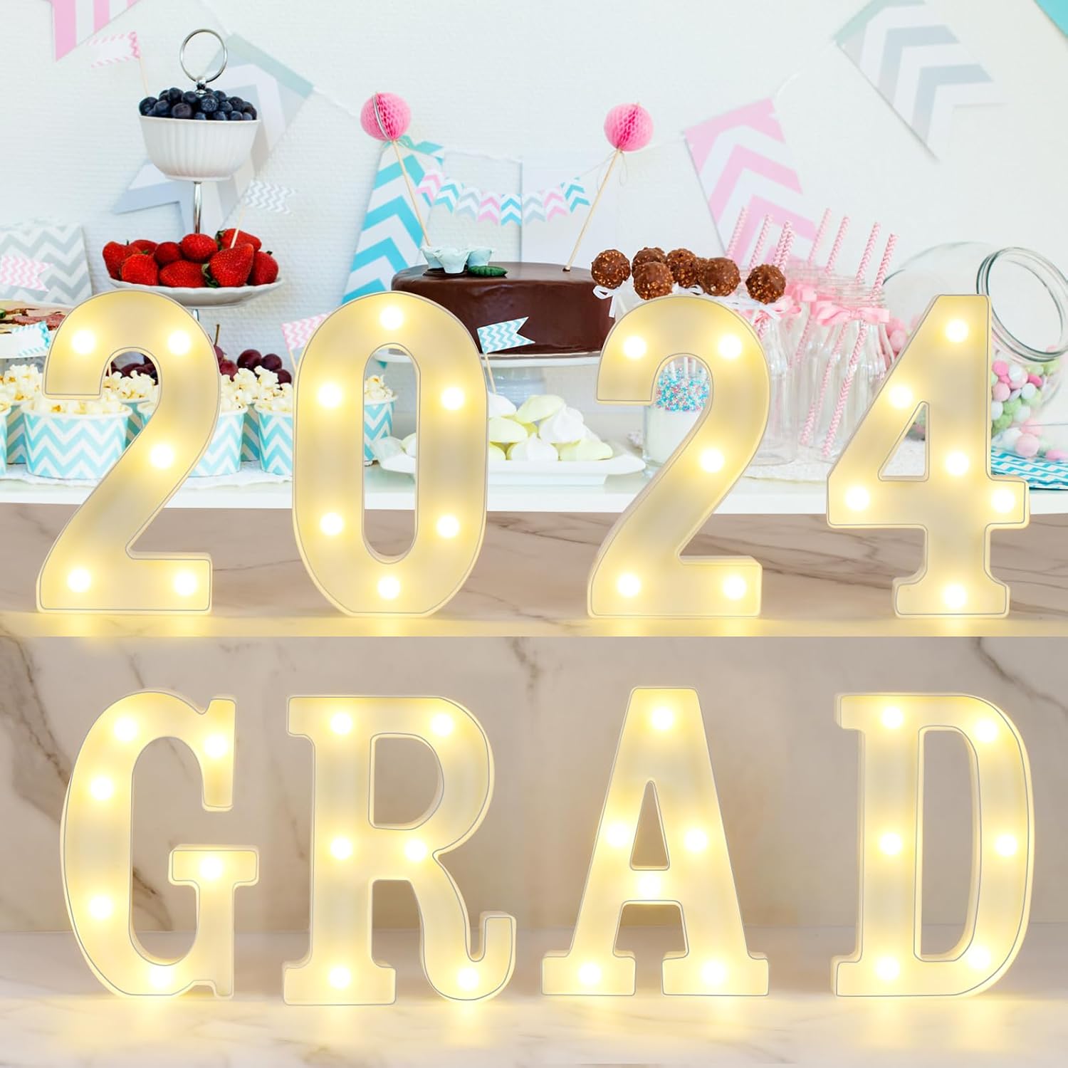 Amazon.com: Graduation Decorations Class of 2024,8 LED Long Marquee ...