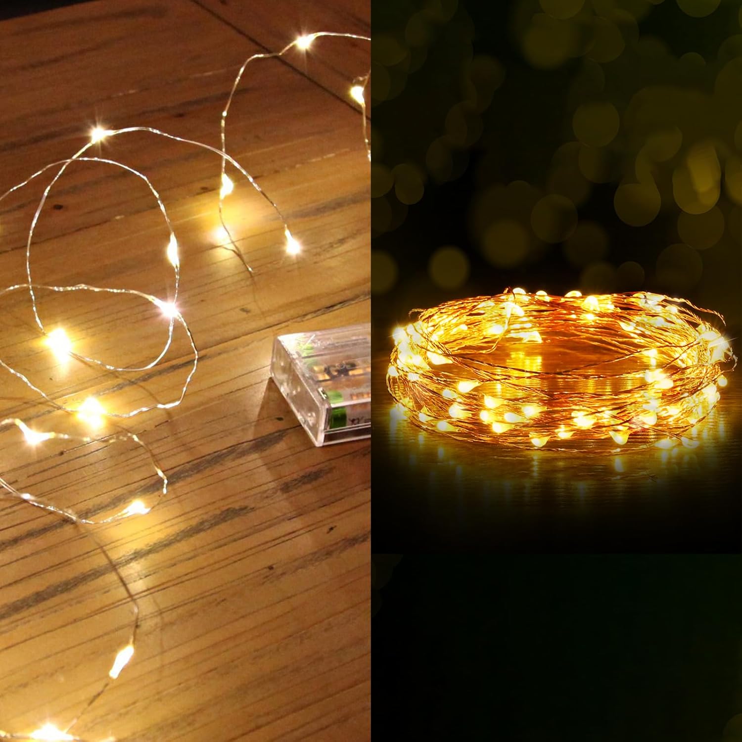 Amazon.com: Ariceleo 16.4ft Battery LED String Light & 16.4ft USB LED ...