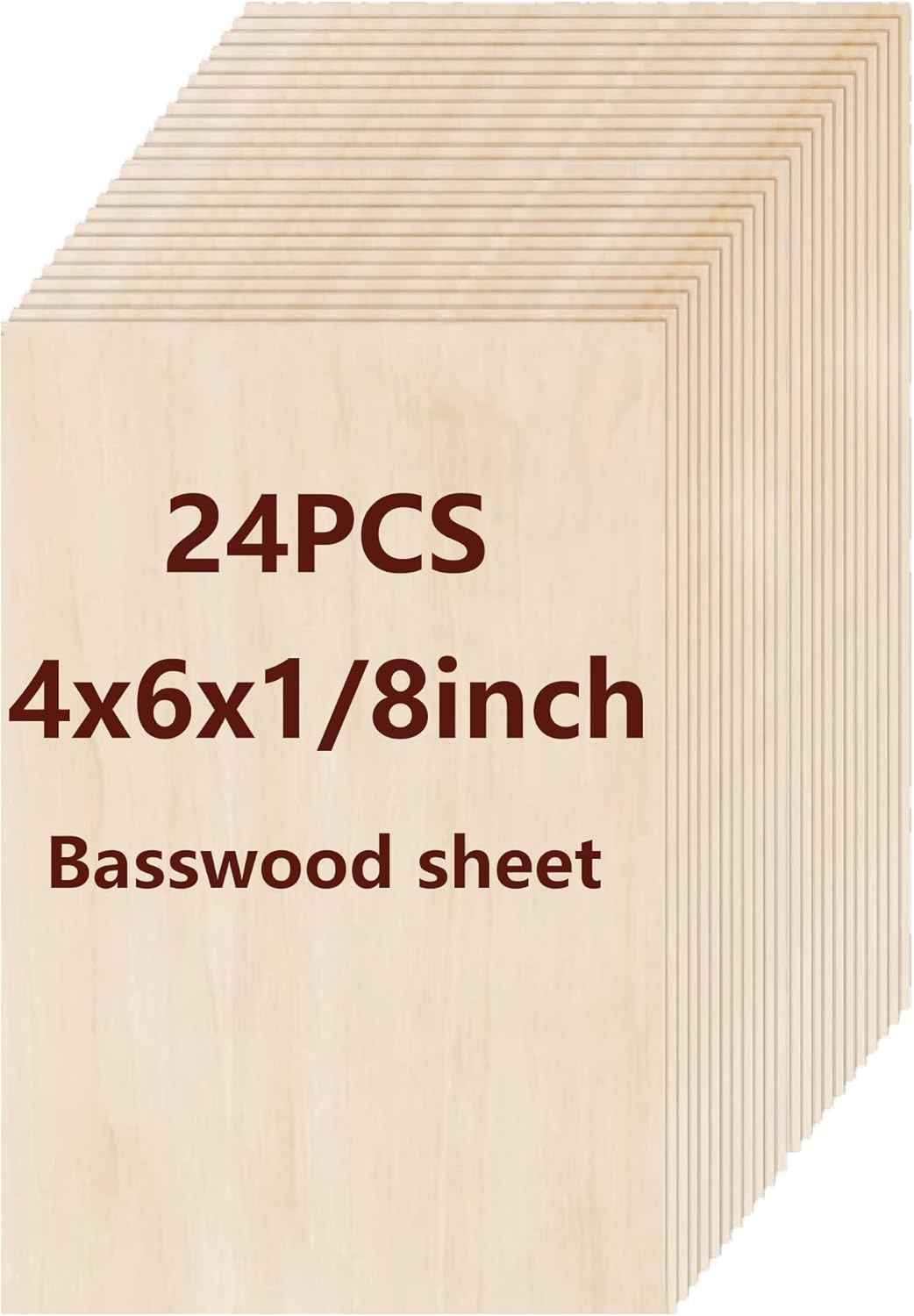 Amazon.com: Basswood Sheets 24 Pack,4"x6"x1/8" Plywood Sheets,3mm Basswood for Laser Cutting ...
