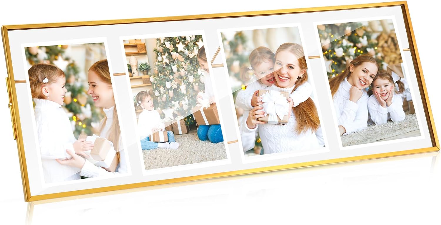 Amazon.com - Suzile 4 Photo Floating Picture Frame Vintage Style Glass ...