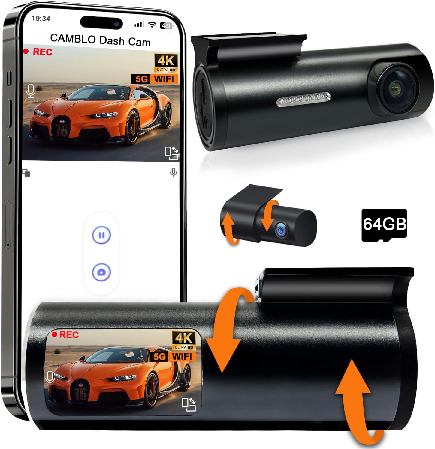 Amazon.com: CAMBLO Car Dash Cam Front and Rear,4K Dual Dash Camera for ...
