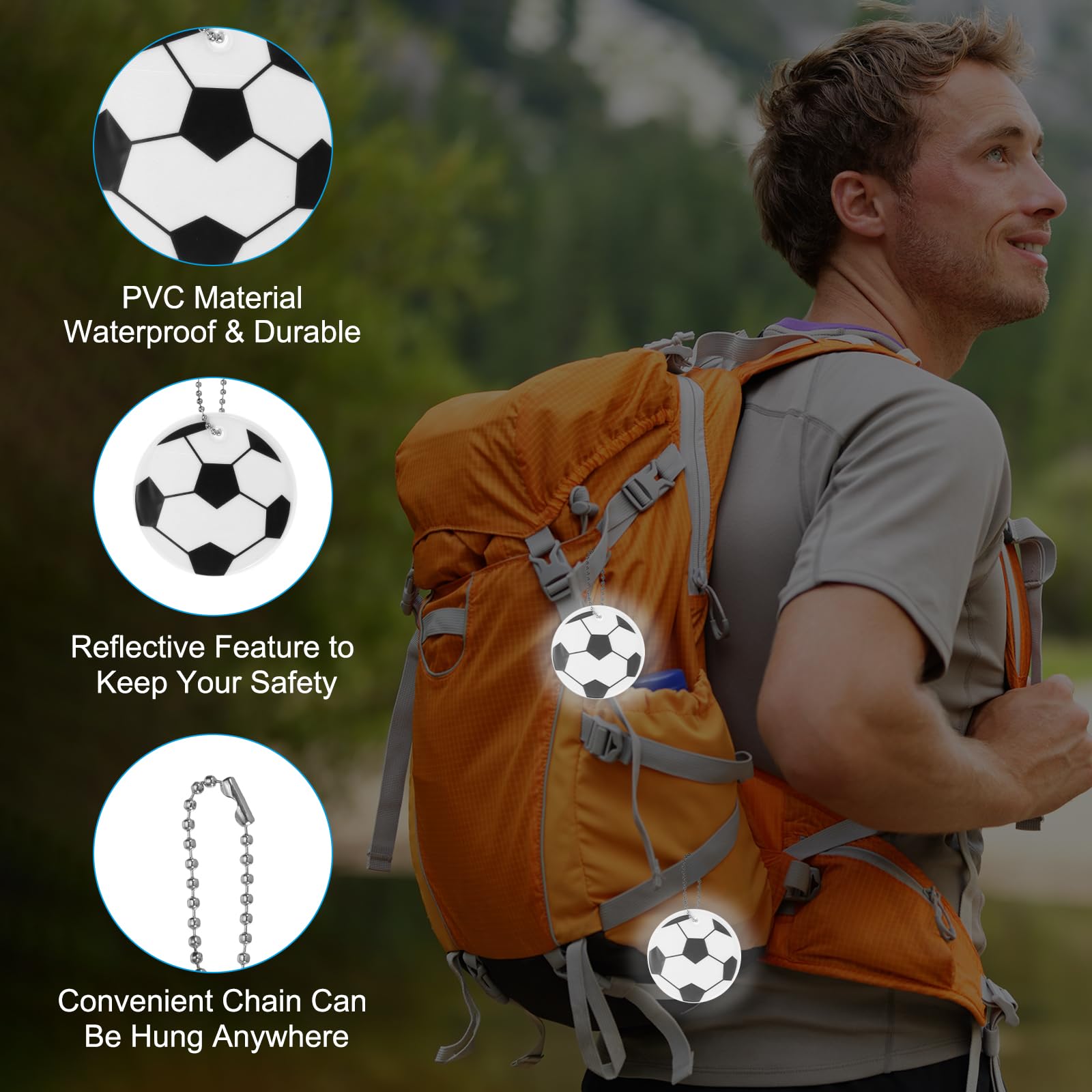 PATIKIL Reflective Keychain Tags, 12 Pack Reflective Football Pendant ...