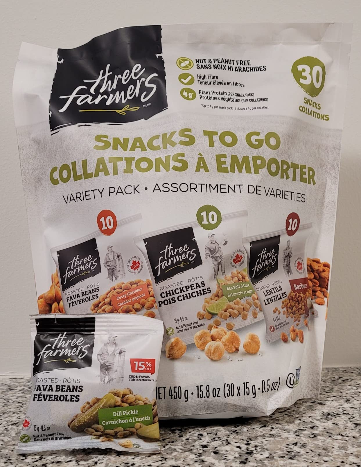 Three Farmers – Variety Snack Pack | Roasted Fava Beans (10), Chickpeas ...