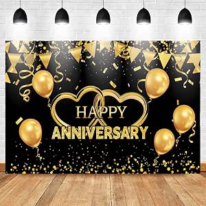 Amazon.com : Avezano 7x5 Happy Anniversary Backdrop Anniversary Party ...